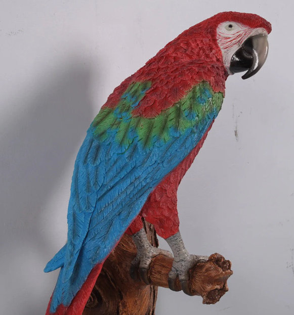 Bayou Breeze Benyameen Red Macaw Parrot Wall Decor Life Size Statue | Wayfair